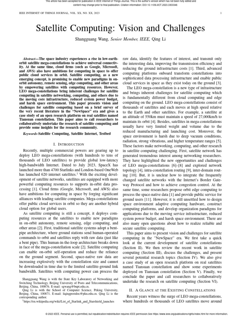 Satellite Computing Vision and Challenges | PDF | Computer Network ...