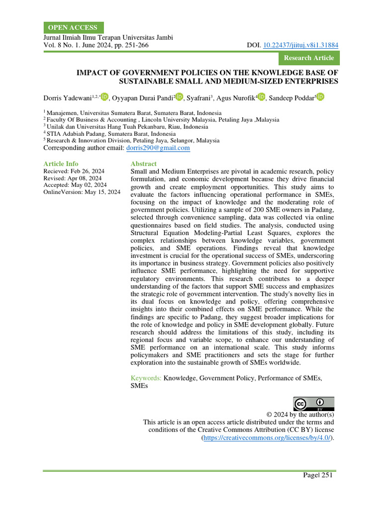 Government Policies and SME Knowledge Impact | PDF | Small And Medium ...