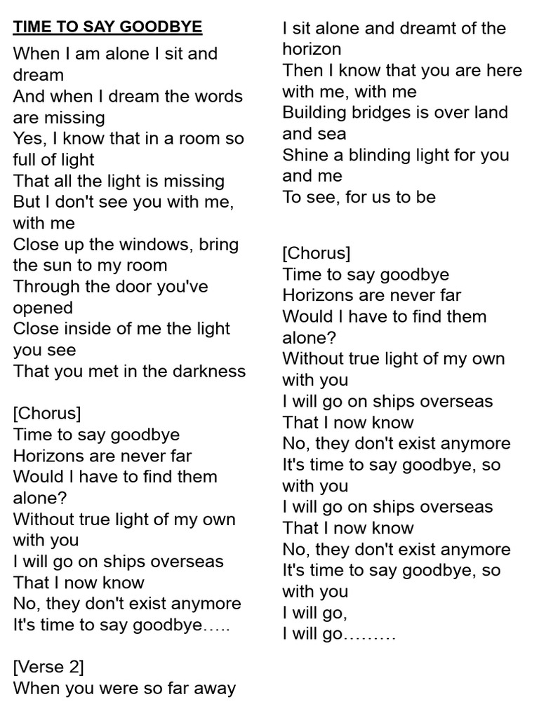 TIME TO SAY GOODBYE | PDF