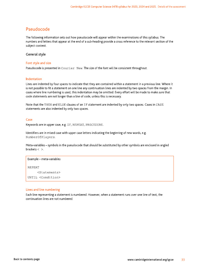 0478 Pseudocode Guide For Students | PDF