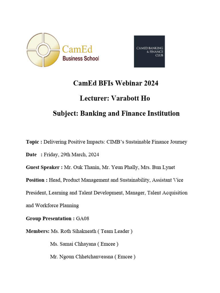 BFIs-GA08 Report | PDF | Sustainability | Environment