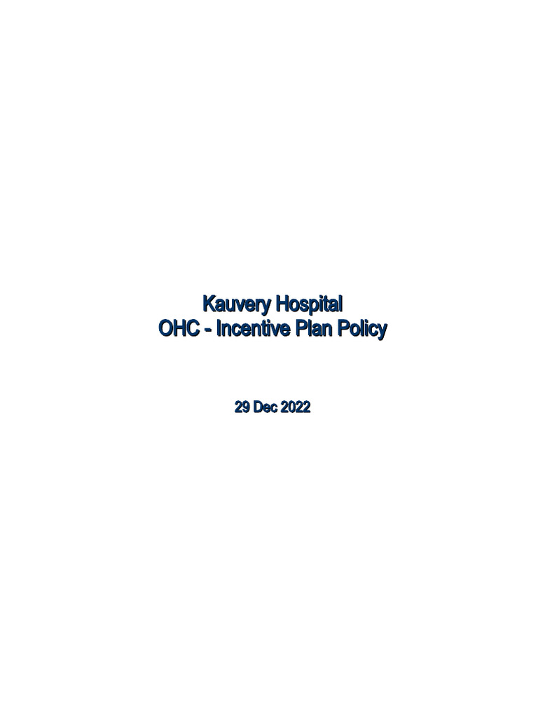Incentive Plan policy-OHC | PDF | Incentive | Performance Indicator