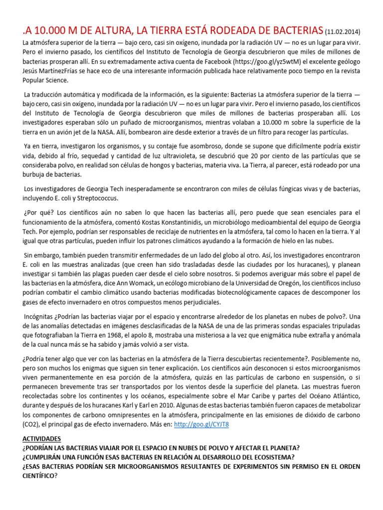 LECTURA CIENTÍFICA 2023 (1) (2) | PDF | Tierra | Las bacterias