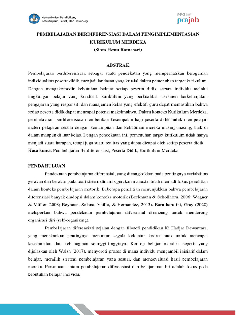 UTS Pembelajaran Berdiferensiasi | PDF | Karier & Perkembangan | Kesehatan Holistik