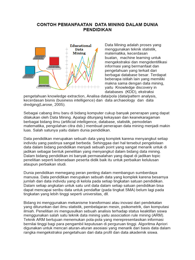 CONTOH PEMANFAATAN DATA MINING DALAM DUNIA PENDIDIKAN | PDF