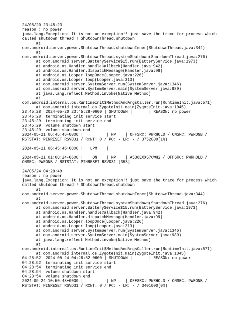Android Shutdown Log Analysis | PDF | Java (Programming Language) | Systems Architecture