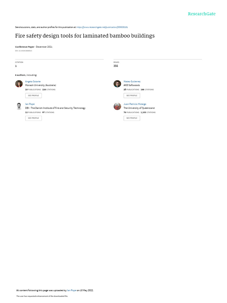 Fire Safety Design Tools For Laminated Bamboo Buildings: December 2021 ...