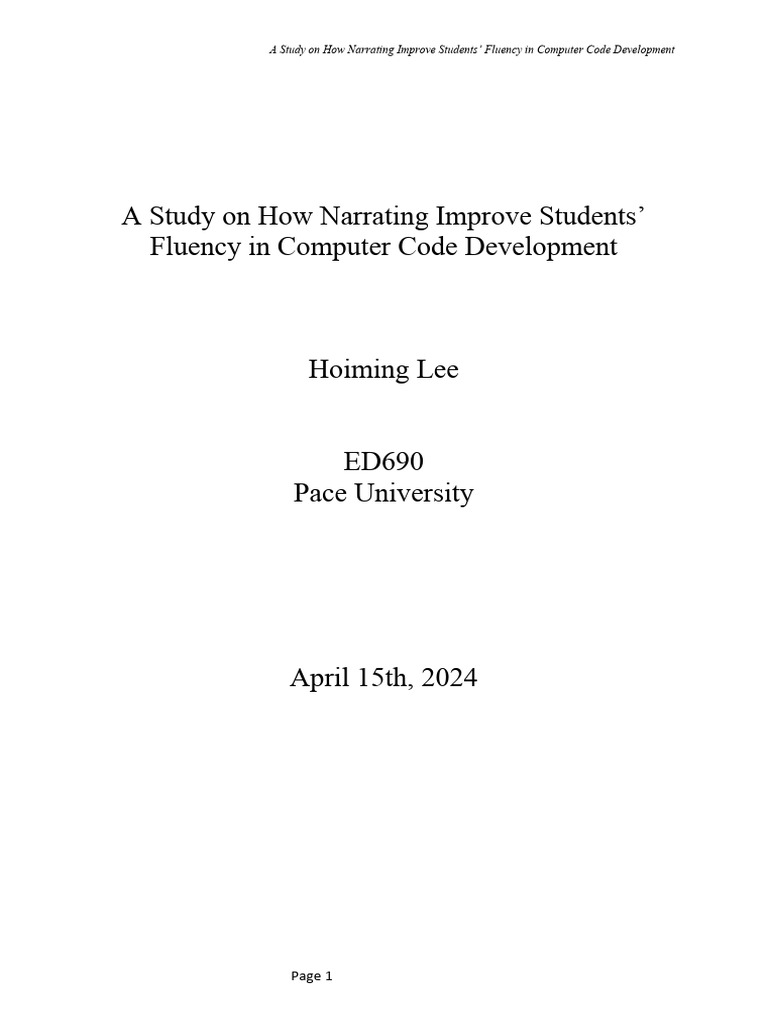 A Study On How Narrating Improve Students' Fluency in Computer Code Development | PDF | Learning ...