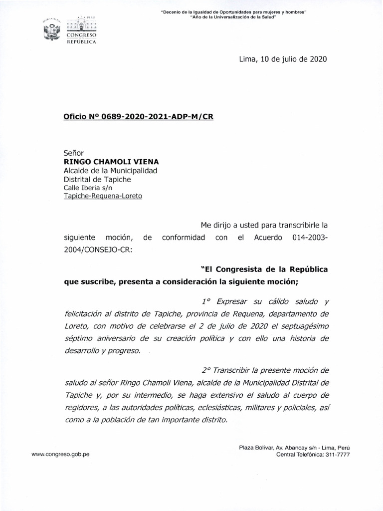 Oficio 0689 2020 2021 Adp M CR | PDF