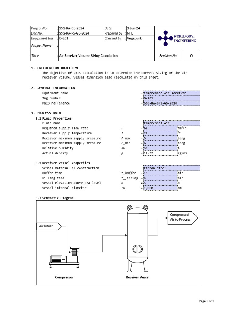 Air Receiver Sizing | PDF | Volume | Pressure