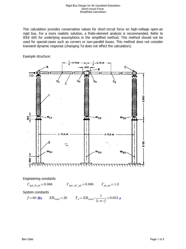 Rigid Bus Short-Circuit Force Simple Calculations | PDF | Force ...