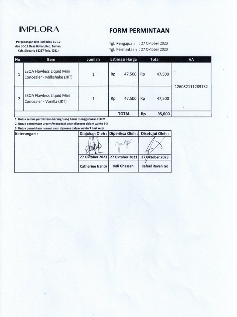 Form Permintaan Benchmark 27 Oktober 2023 DONE | PDF