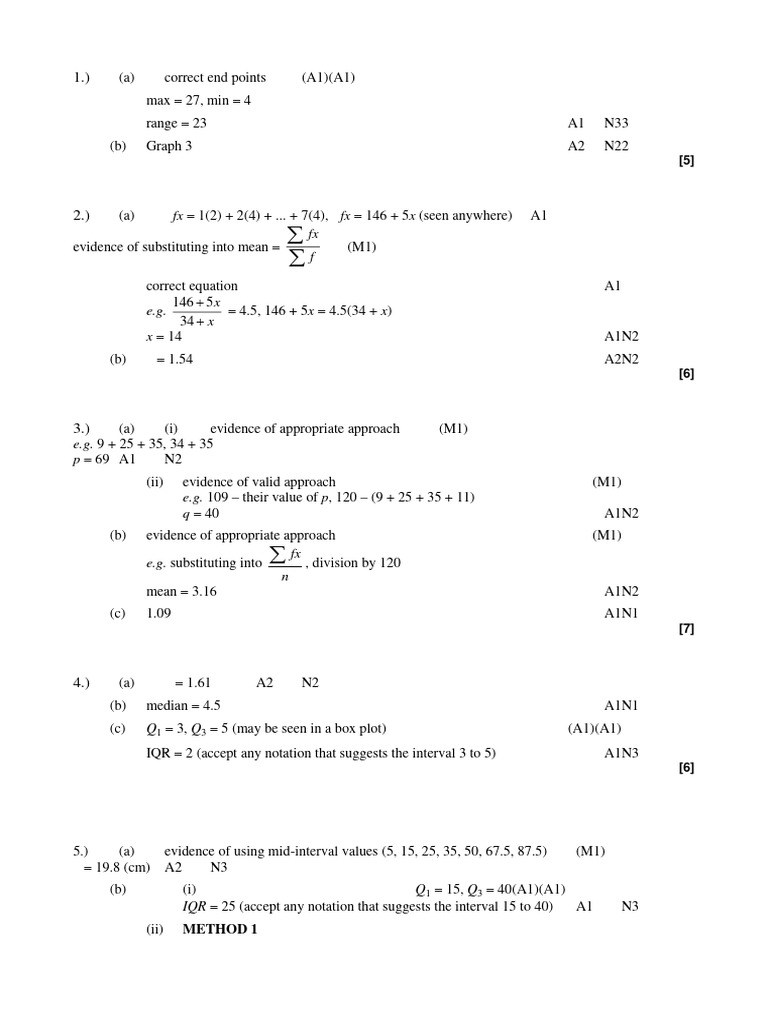 Statistics Question Bank Answer Sheet | PDF | Mathematics