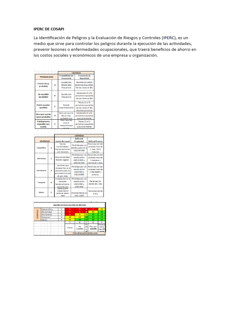 Iperc de Cosapi | PDF | Seguridad y salud ocupacional | Auditoría