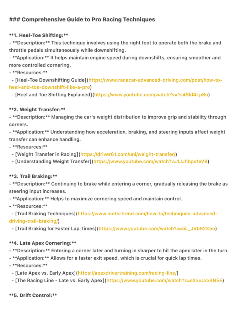 Comprehensive Guide To Pro Racing Techniques | PDF | Land Vehicles ...