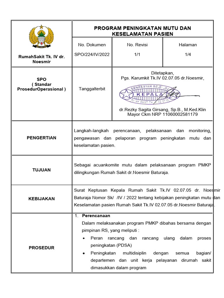 Sop Program Peningkatan Mutu (PMKP) | PDF | Pengelolaan Keuangan & Uang
