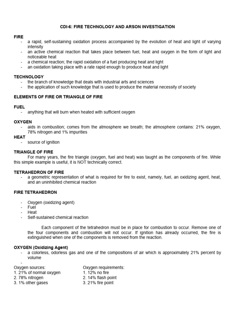 Cdi 6 Fire Technology and Arson Investigation | PDF | Fires | Combustion