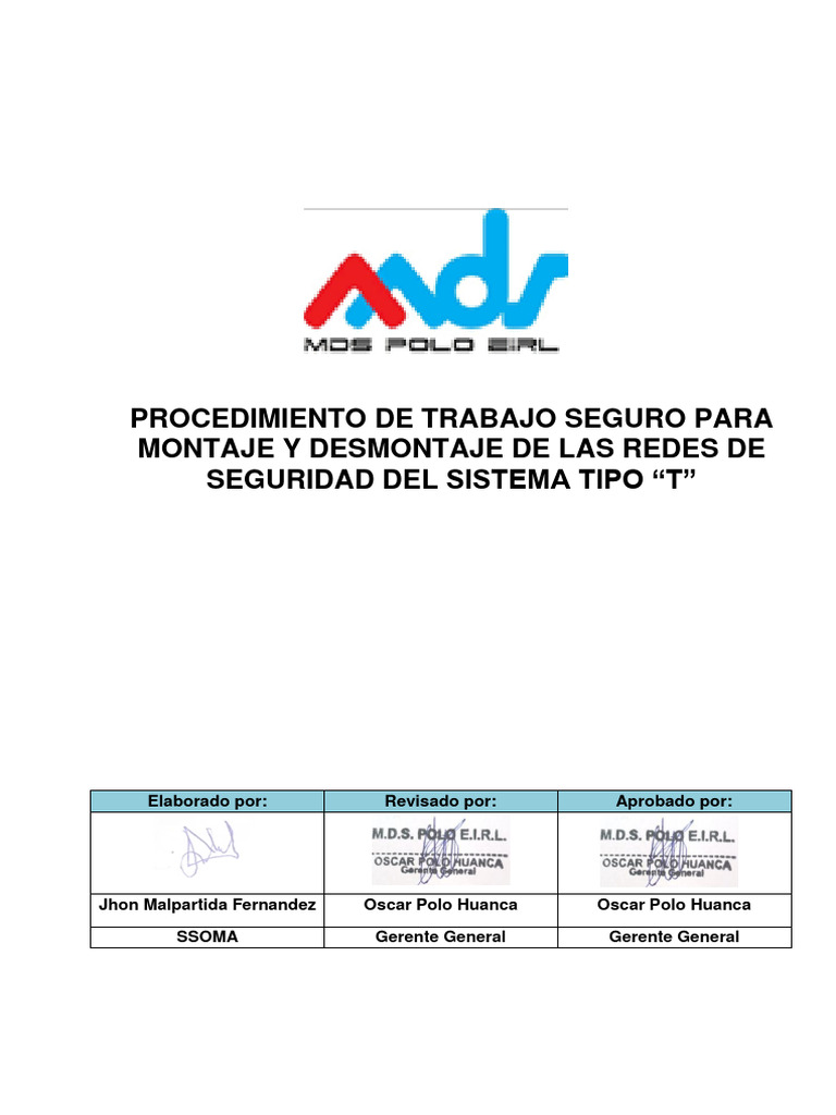 MDS - SSOMA-P-001 Procedimiento Escrito de Trabajo | PDF
