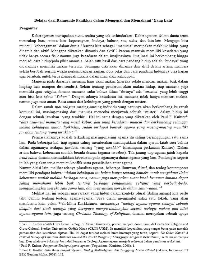 Mengenal Yang Lain: Pemikiran Raimundo Panikkar | PDF | Agama ...