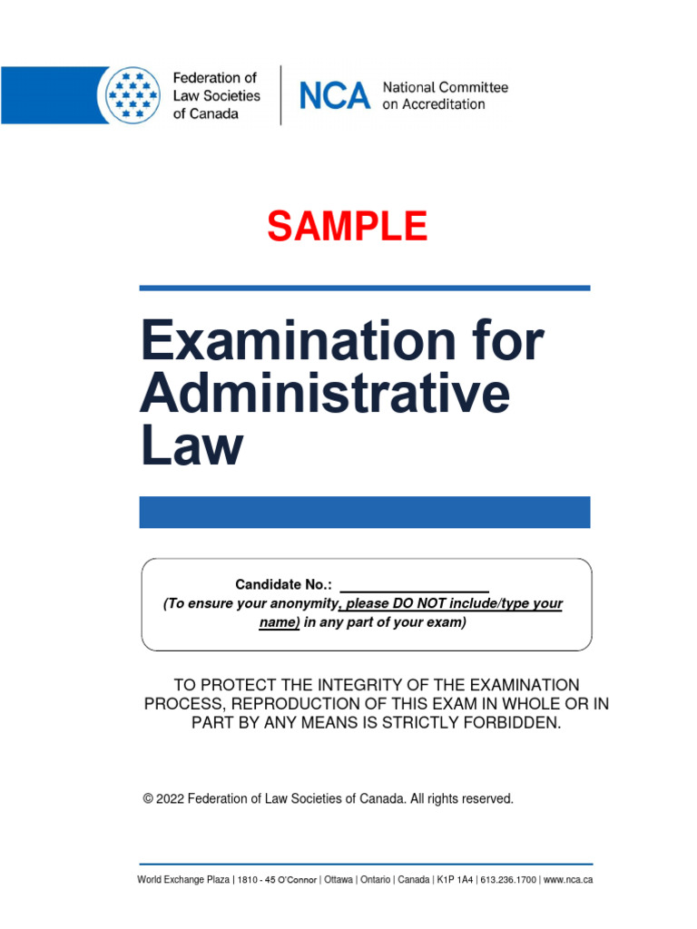 Administrative Law Exam Sample Guide | PDF | Arrest | Discrimination