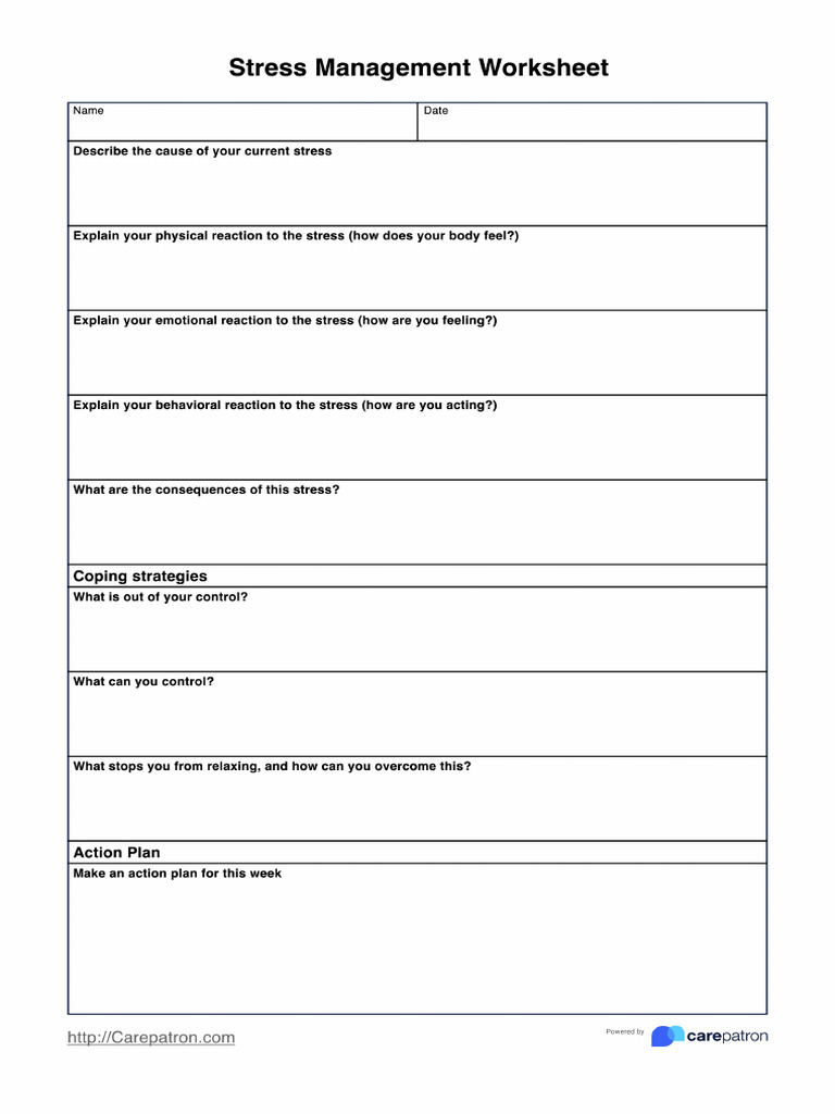 651a053d342015fefc66a86d - Stress Management Worksheet Template | PDF