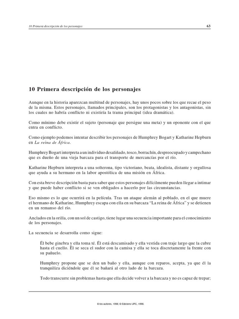 Descripción de Los Personajes | PDF