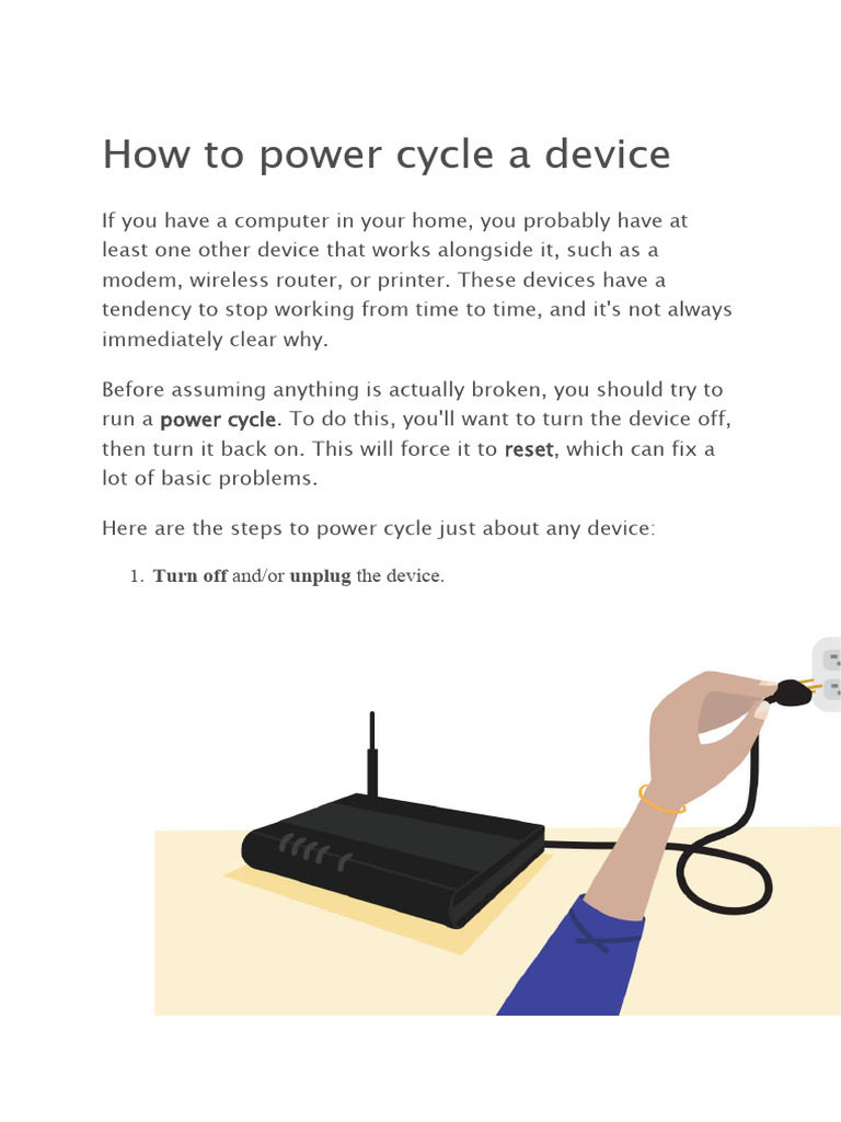 How To Power Cycle A Device | PDF