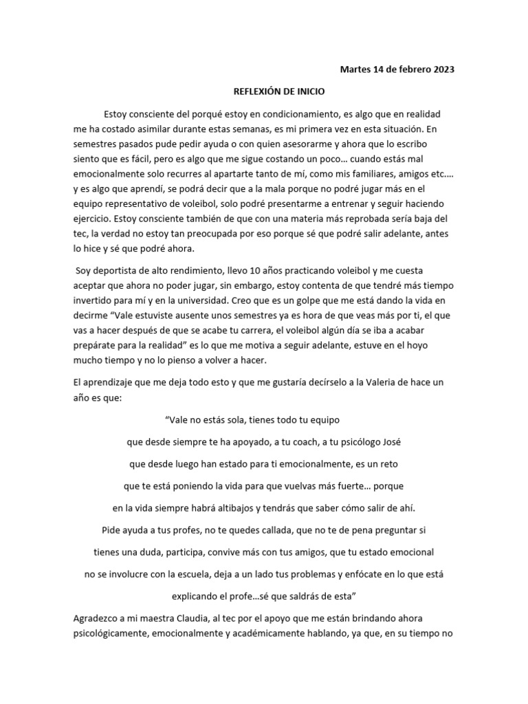 REFLEXIÓN DE INICIO parte 2 | PDF