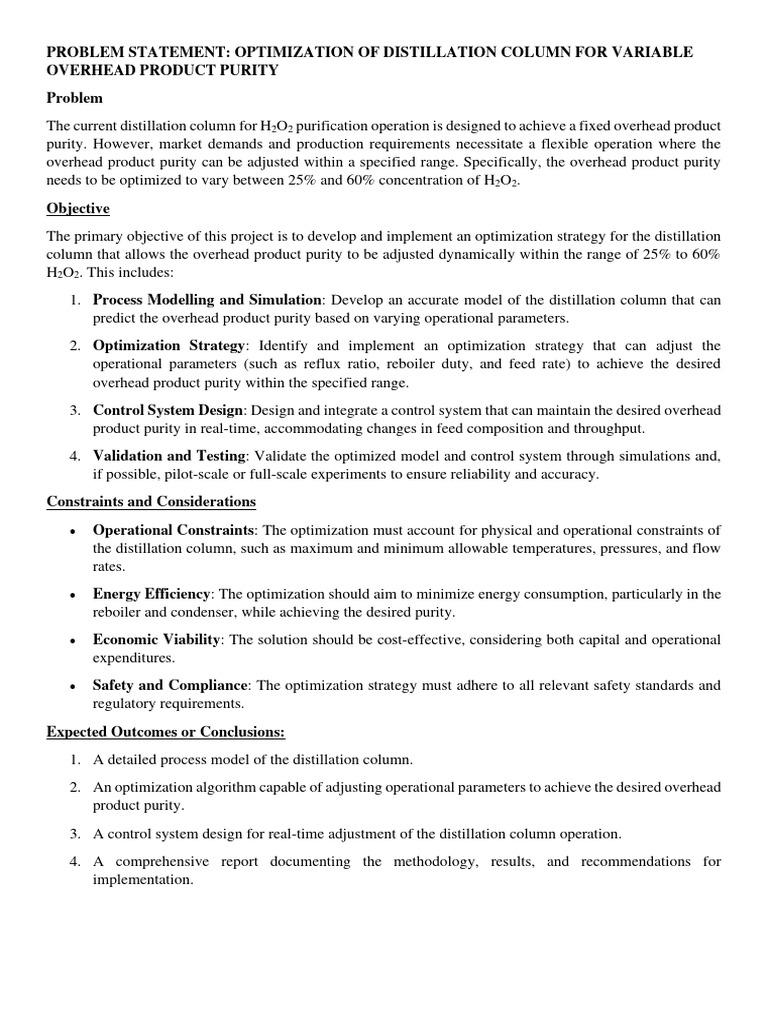 SLP IDP Problem Statement. | Download Free PDF | Distillation | Mathematical Optimization
