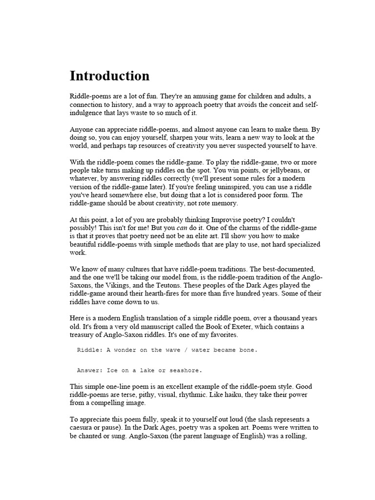 Contoh Riddle | PDF | Riddle | Poetry