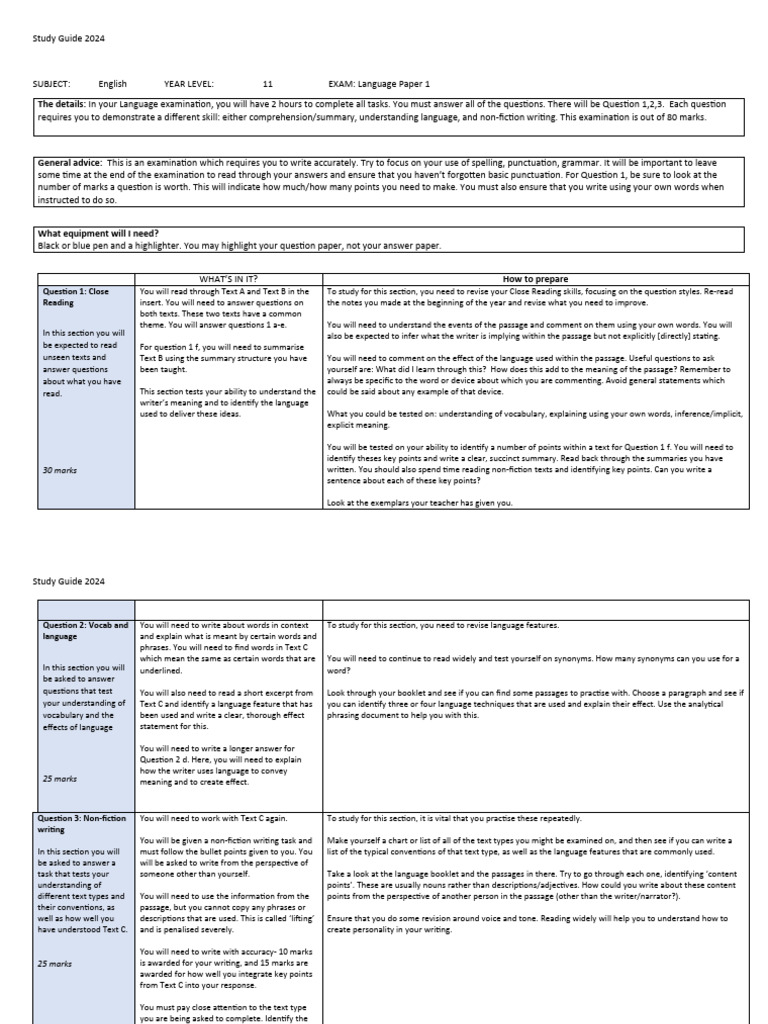 language techniques | PDF | Question | Vocabulary