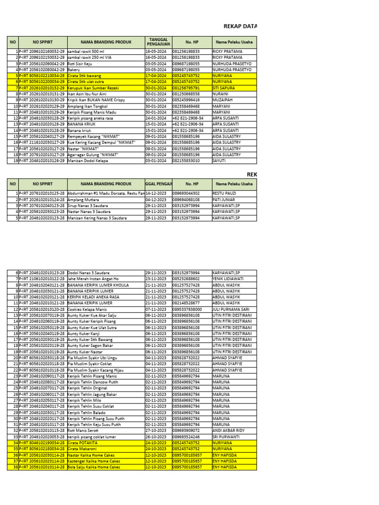 PIRT Data Summary 2024 | PDF | Convenience Food | Indonesia