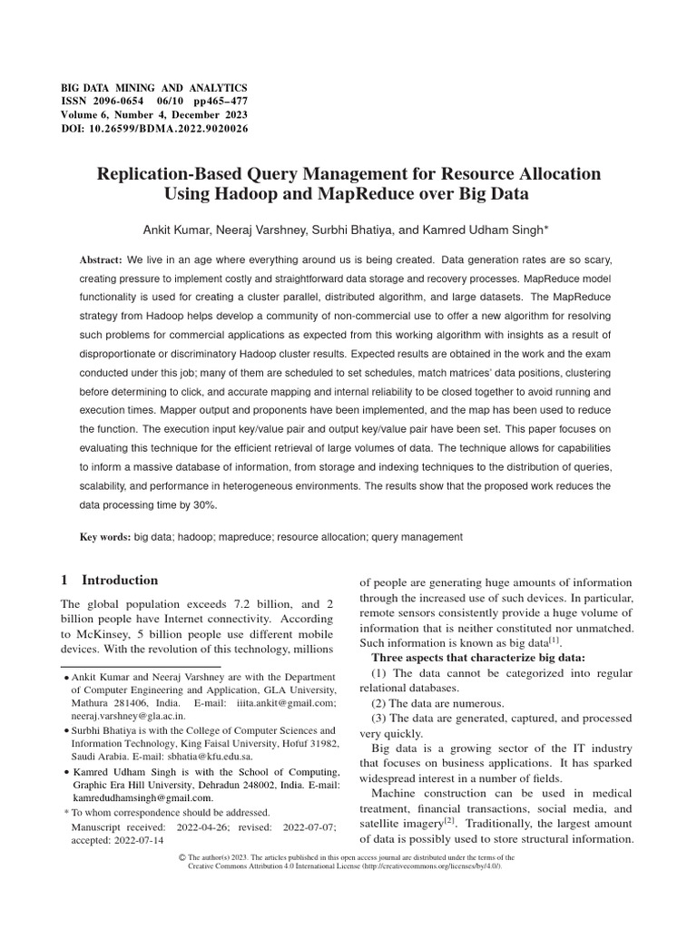 Replication-Based Query Management For Resource Allocation Using Hadoop ... Replication-Based Query Management For Resource Allocation Using Hadoop ...