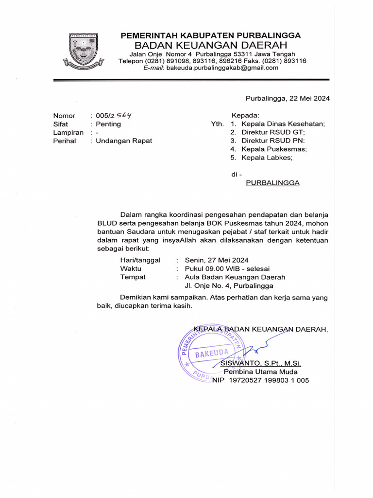 UND-Pengajuan SP3B - SP2B BOK BLUD | PDF