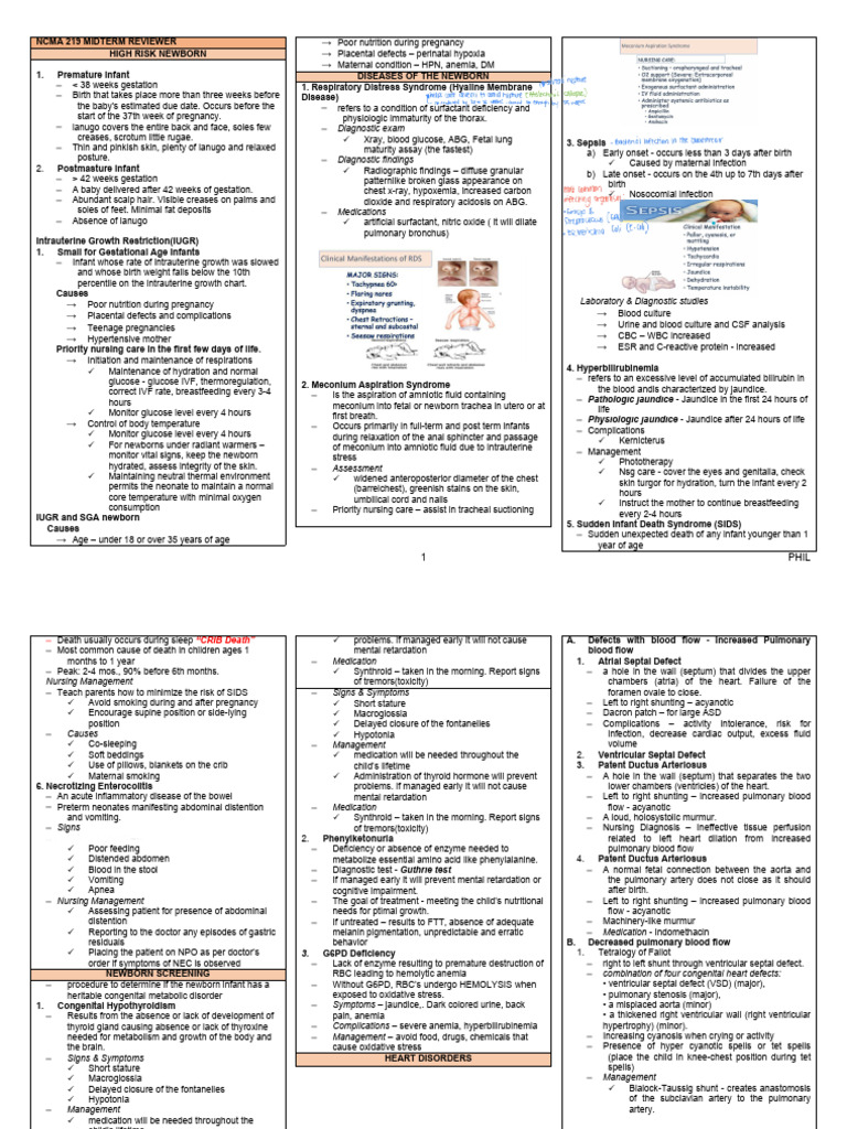 Ncma 219 Midterm Reviewer | PDF | Congenital Heart Defect | Diseases ... Ncma 219 Midterm Reviewer | PDF | Congenital Heart Defect | Diseases ...
