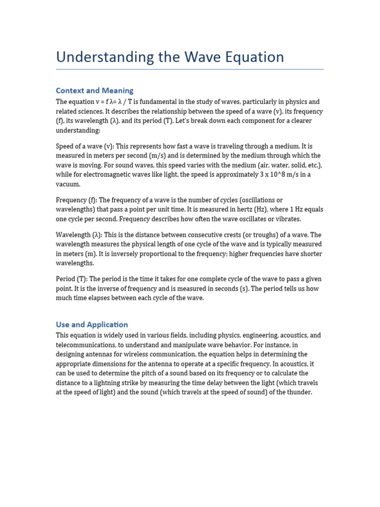 IB 11 Wave Equation Basics | PDF | Frequency | Waves