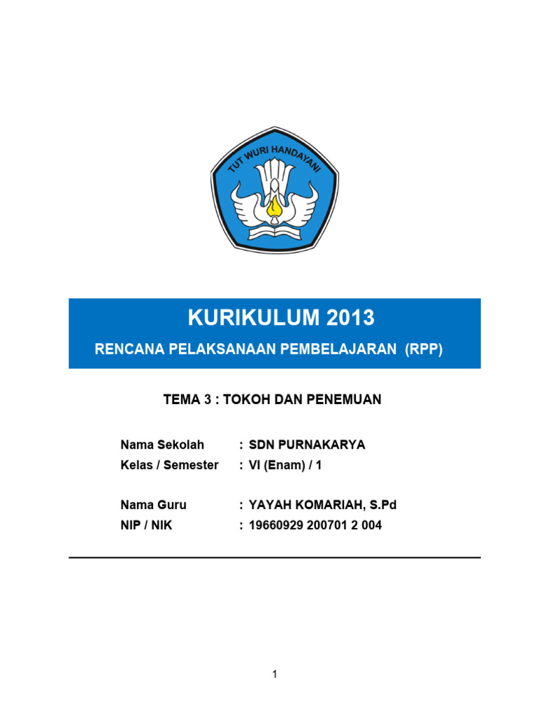 RPP Kelas VI Tema 3 | PDF