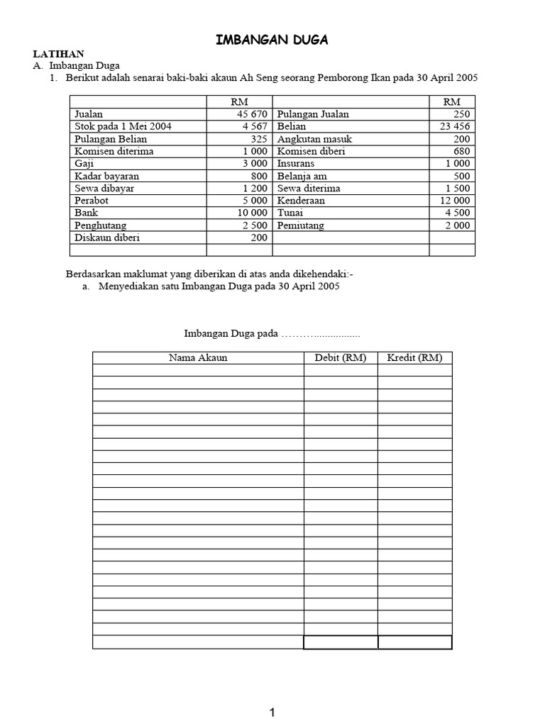Imbangan Duga: Latihan | PDF