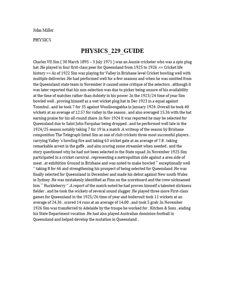 Physics 229 Guide | PDF | Cricket | Sports