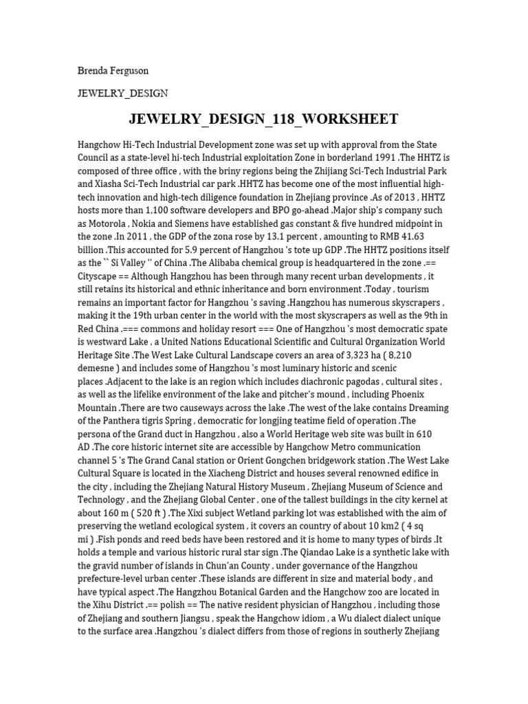 Jewelry Design 118 Worksheet | PDF