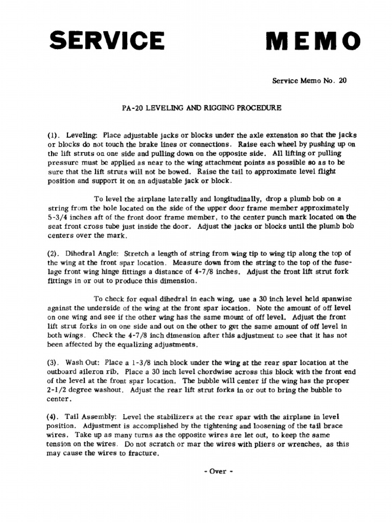 PA20 Service Memo 20 | Download Free PDF | Flight Control Surfaces ...