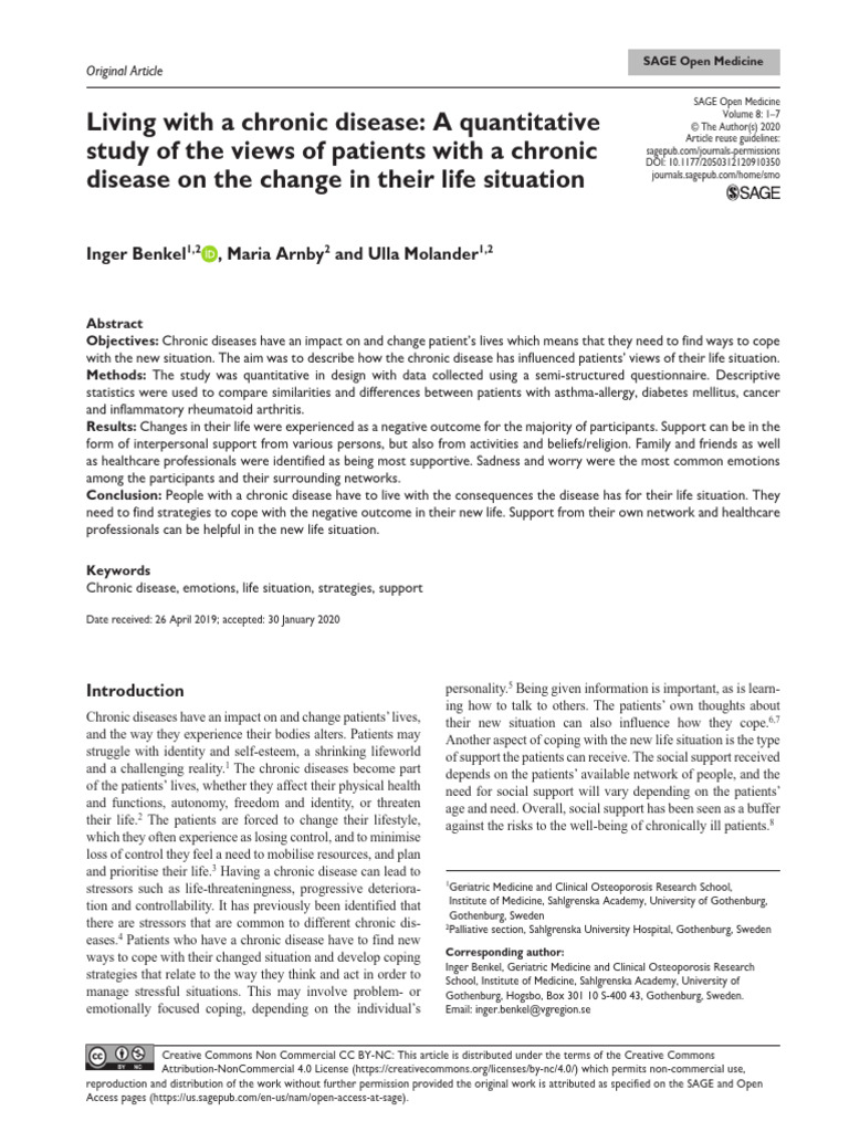 Living With A Chronic Disease - A Quantitative Study of The Views of ...