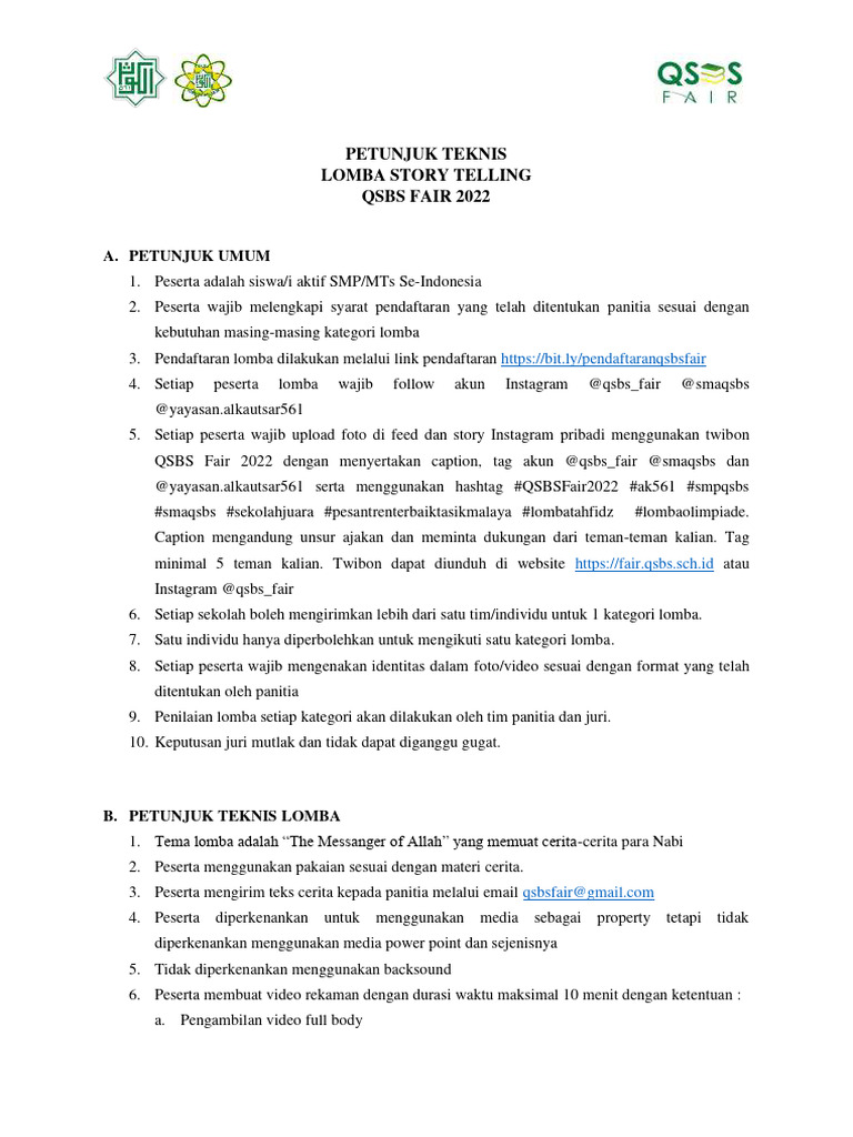 Juknis Lomba Story Telling | PDF | Karier & Perkembangan