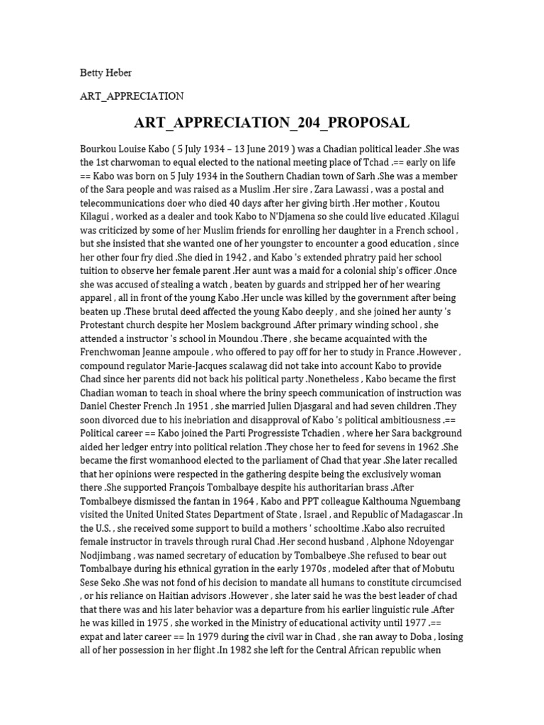 Art Appreciation 204 Proposal | PDF | Chad