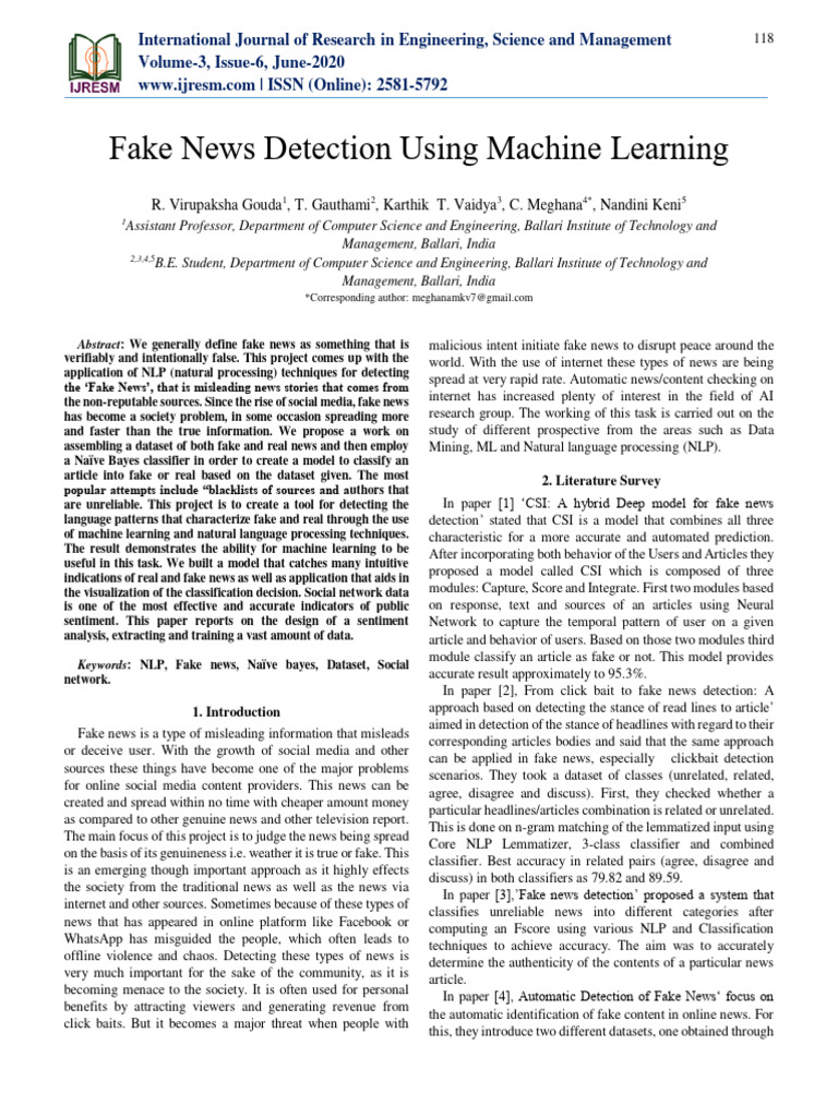 IJRESM_V3_I6_32 | Download Free PDF | Machine Learning | Statistical Classification