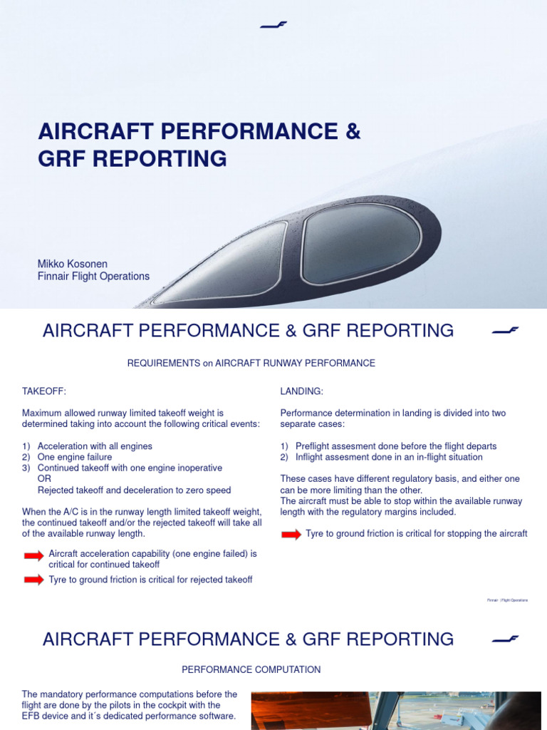 Aircraft Performance & GRF Reporting Guide | PDF | Takeoff | Runway