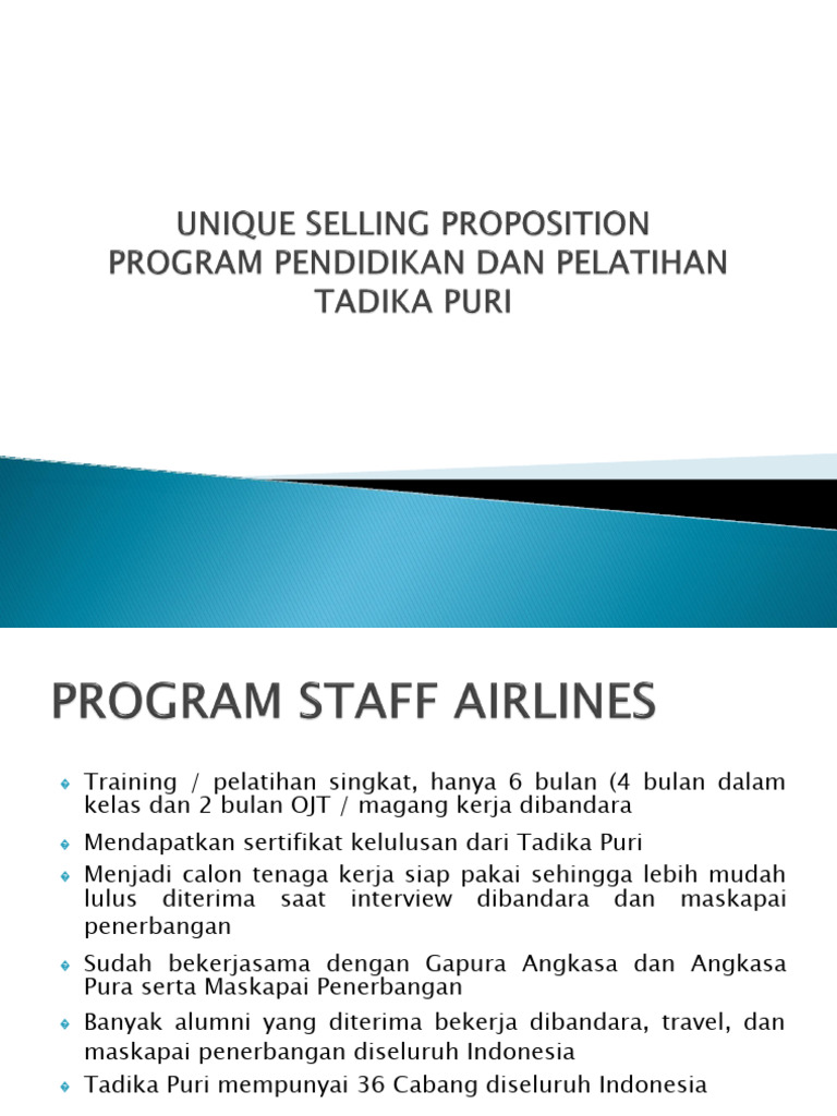 Unique Selling Proposition Program Pendidikan Dan Pelatihan Tadika Puri ...