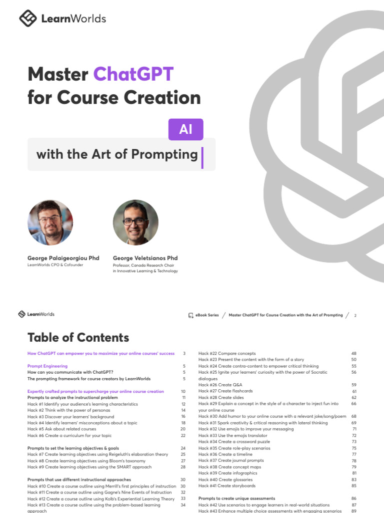 Master ChatGPT For Course Creation With The Art of Prompting - LearnWorlds Ebooks | PDF ...