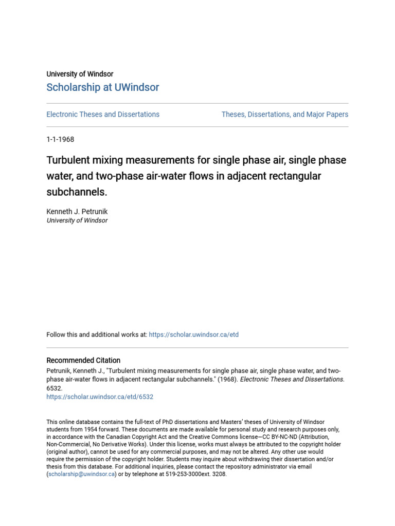 Turbulent mixing measurements for single phase air single phase | PDF | Thesis | Turbulence
