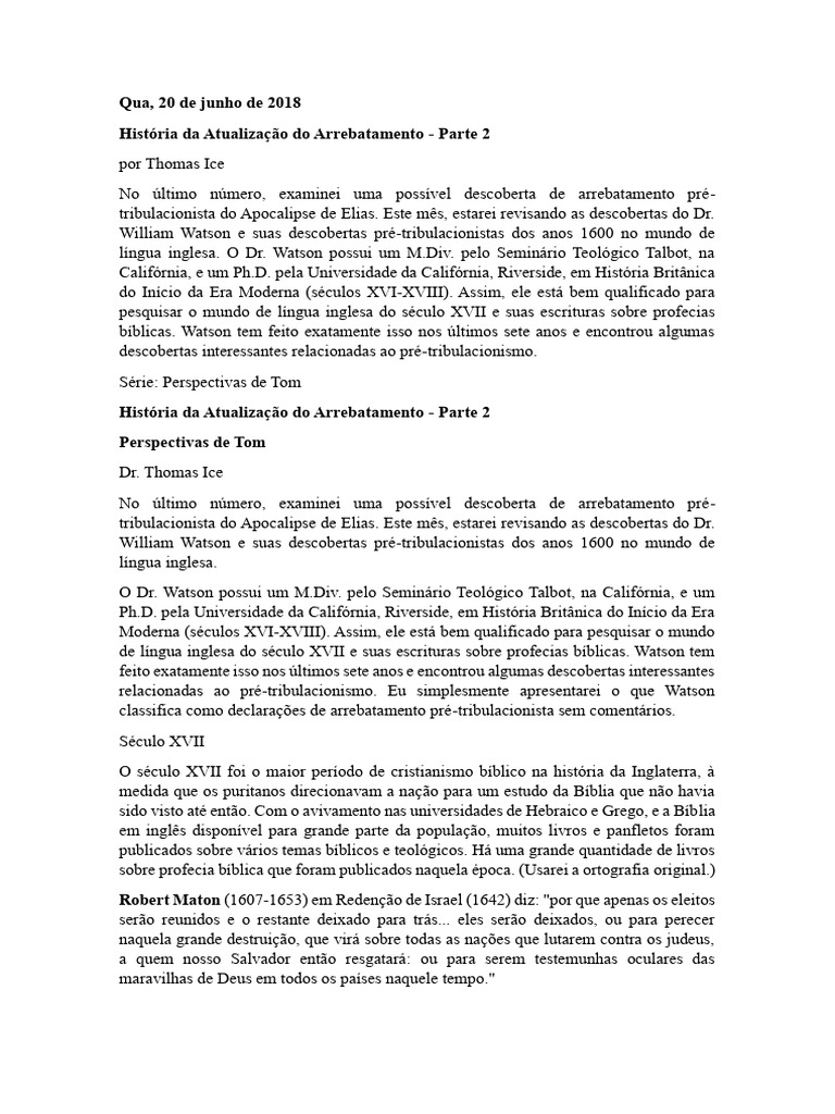 History of The Rapture Update - Part 2 - by Thomas Ice - The Pre-Trib ...